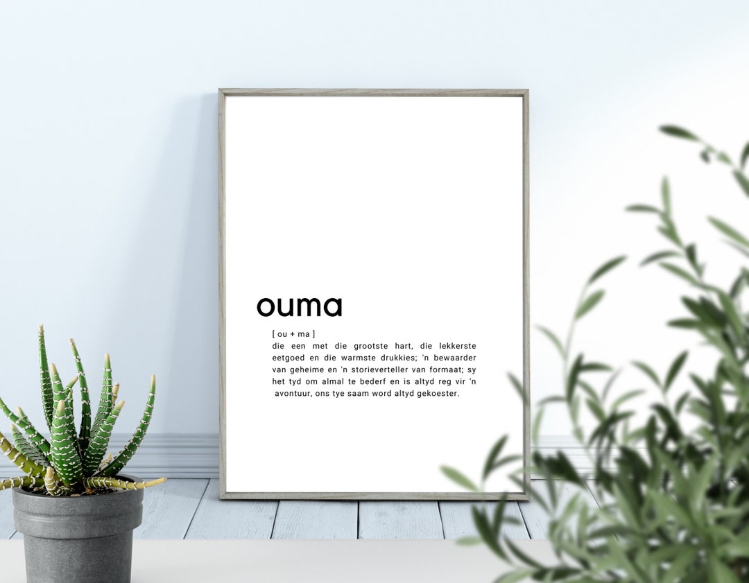 Afrikaans, Ouma Definition Print, Wall Art Decor, Digital Download ...