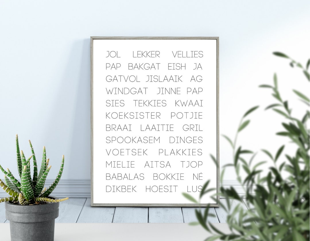 Afrikaans Word Print, South African Sayings, Wall Art, Home Decor ...