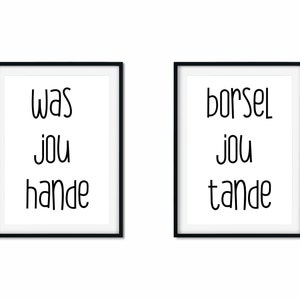 Afrikaans, Was Jou Hande, Borsel Jou Tande, Wall Art Decor, Digital ...