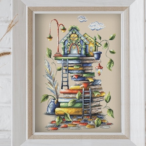 Reading Hut Book Pattern PDF Cross Stitch Fantasy Embroidery Lkacross ...