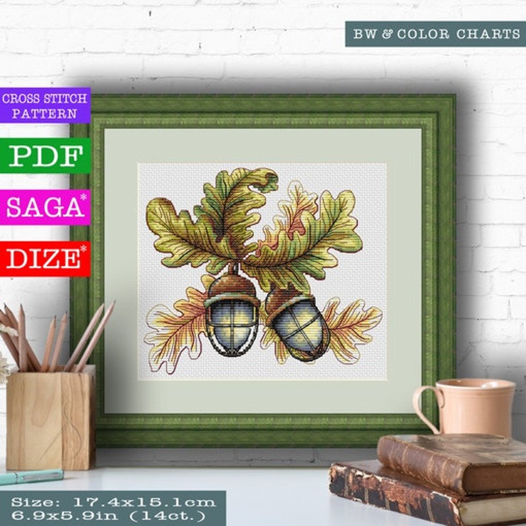 Pattern PDF Acorn Plant Cross Stitch Embroidery Lkacross - Etsy