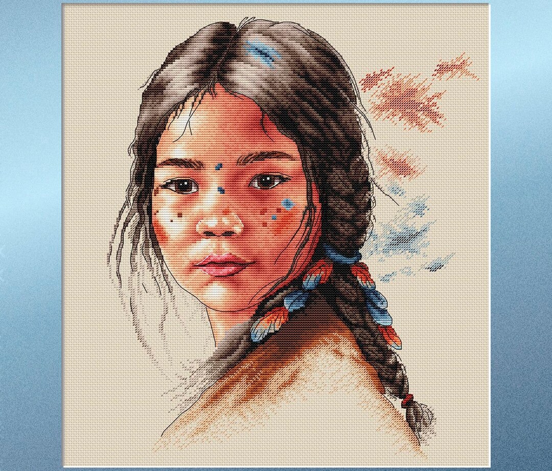 Girl Squaw Pattern PDF Cross Stitch Embroidery Instant Digital Download ...