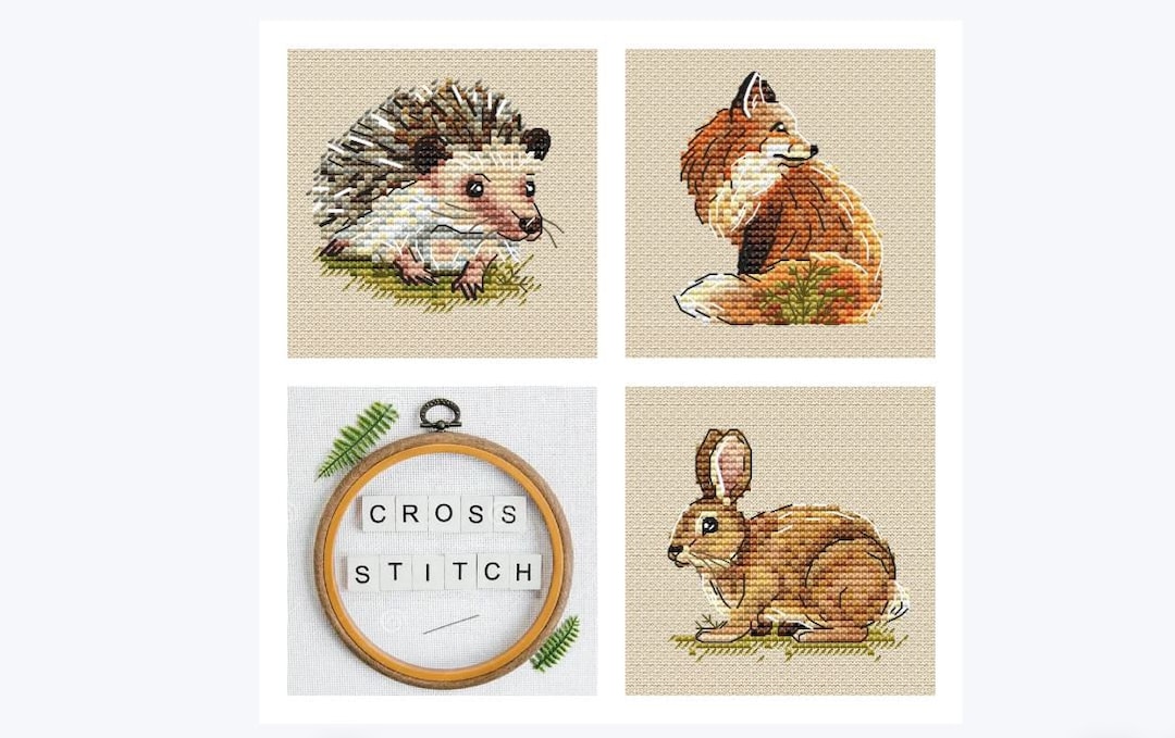 Rabbit Hare Bunny Fox Hedgehog Forest Mini Cross Stitch Pattern PDF ...