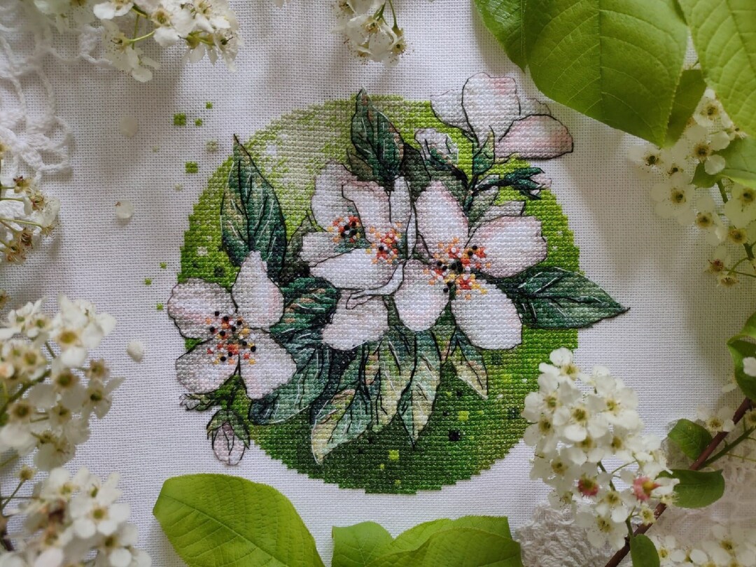 Jasmine Circle Pattern PDF Cross Stitch Flower Summer Spring Embroidery ...