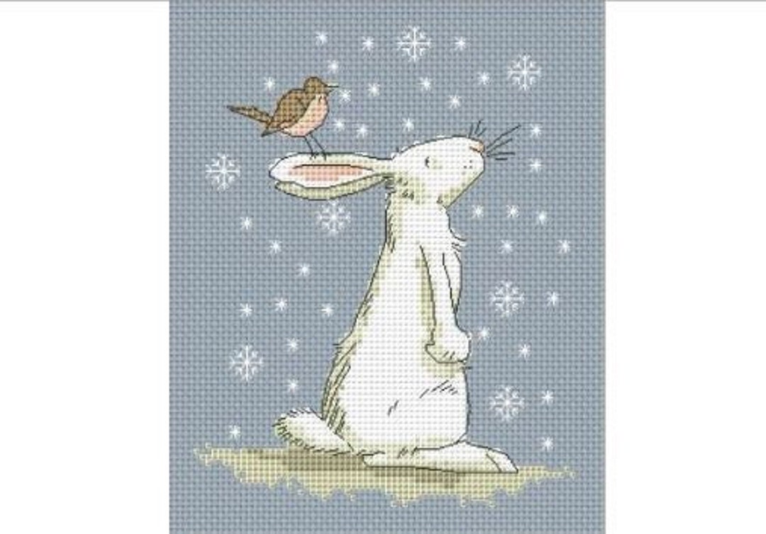 Winter Rabbit PDF Pattern Christmas Cross Stitch Hare Embroidery ...