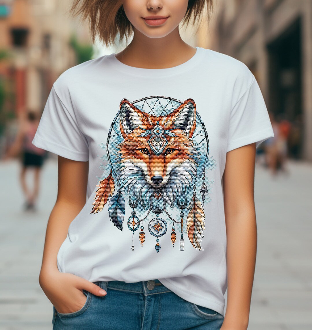 Fox Catcher Pattern PDF Cross Stitch Forest Animal Embroidery Lkacross ...