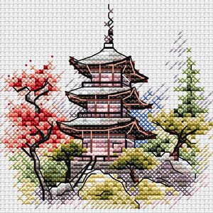 Pagoda Miniature Pattern PDF Cross Stitch Perforated Paper China Japan ...