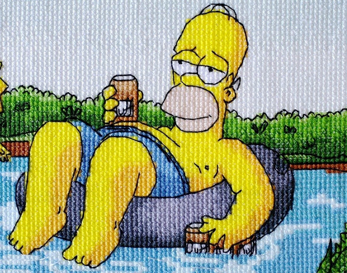 Simpsons Family Pattern PDF Cross Stitch Cartoon Summer Embroidery ...