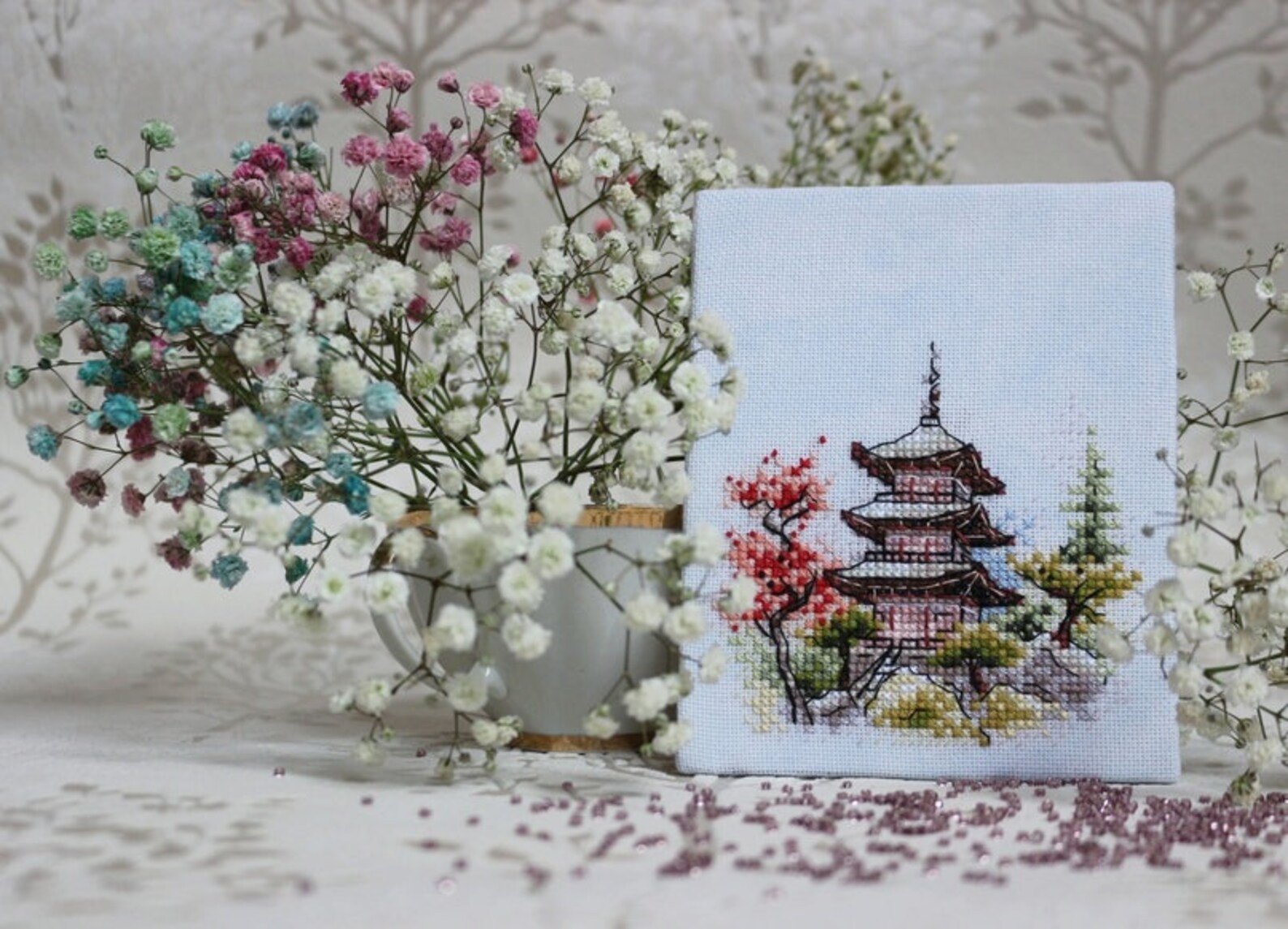 Pagoda Cross Stitch Pattern: Japan Mini Embroidery (PDF Pattern) - Etsy