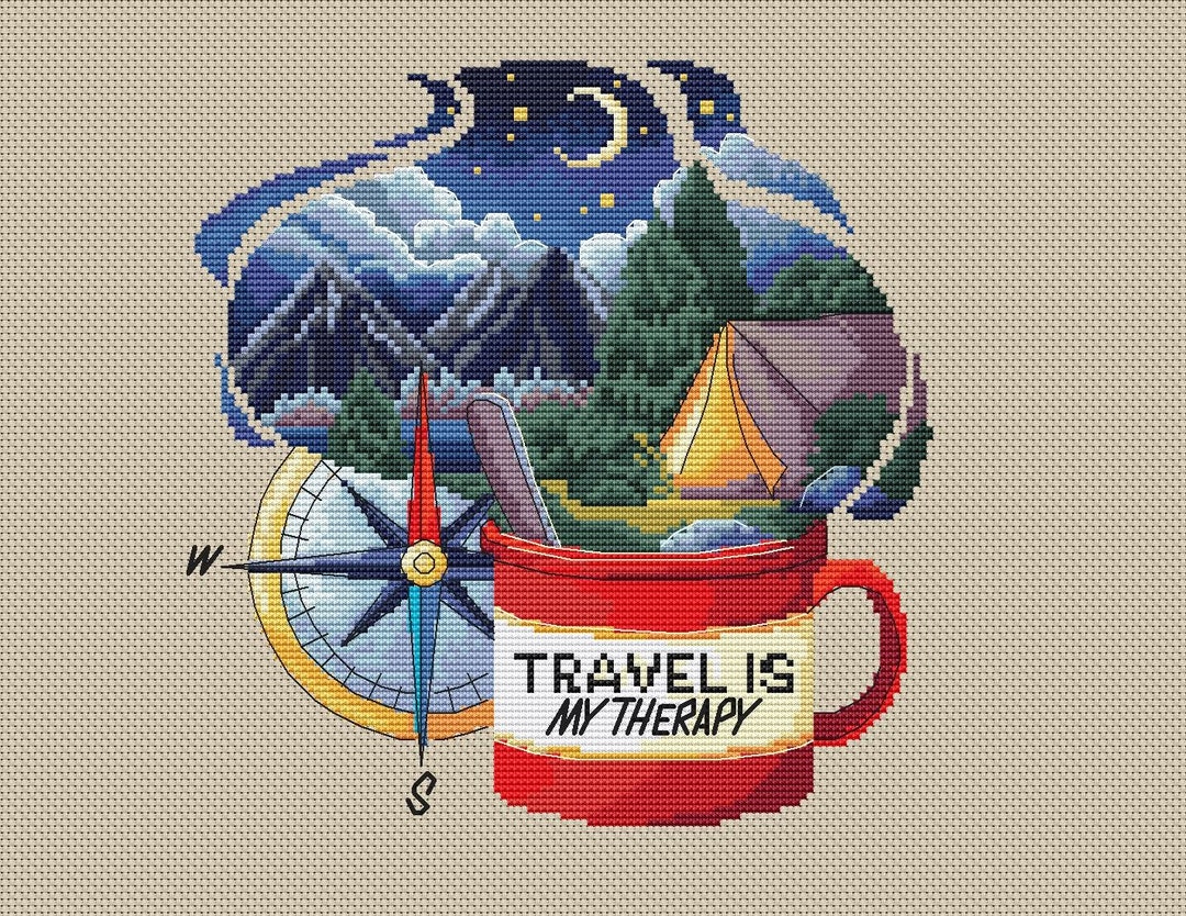 Trevel Cap PDF Pattern Cross Stitch Summer Embroidery Instant Digital ...