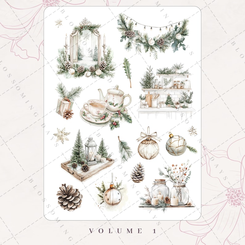 Pretty Cozy Festive Christmas Winter Boho Chic, Wonderland, Snow Floral ...