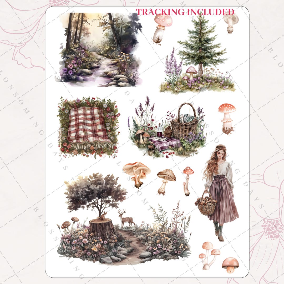 Cute Cottagecore Enchanted Forest Mushroom, Picnic, Whimsical, Forage ...