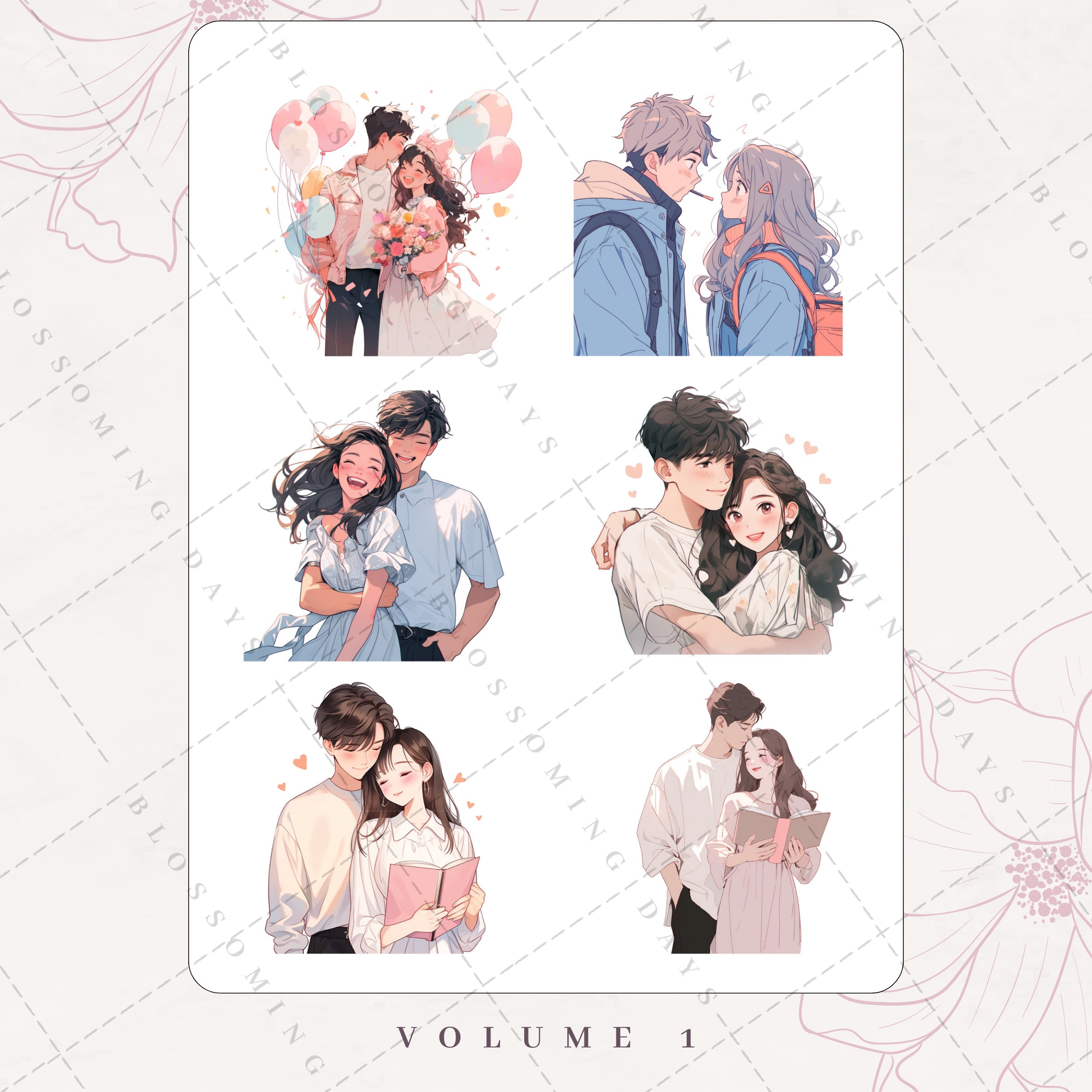 Kawaii Manhwa Manga Embrace Couple Lovers, Cute Korean Style Art ...