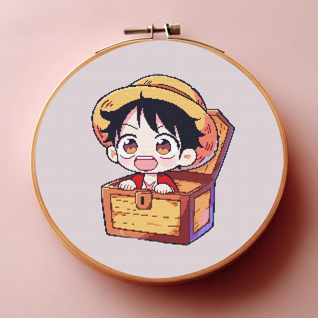 Kawaii Anime Chibi Pirate Treasure Chest Cross Stitch Digital Pattern ...