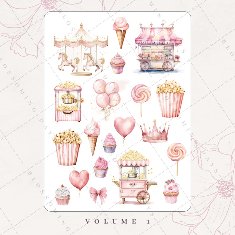 Cute Carousel Carnival Theme, Pink Popcorn, Party Decor, Cotton Candy ...