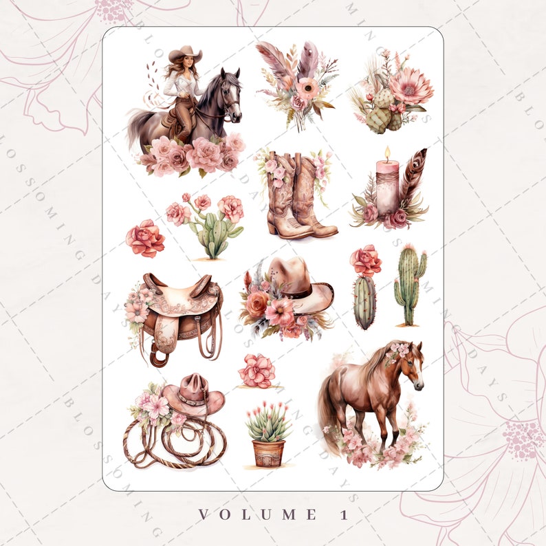 Boho Chic Cowboy Cowgirl Theme, Horse, Floral, Cactus, Wild Wild West ...