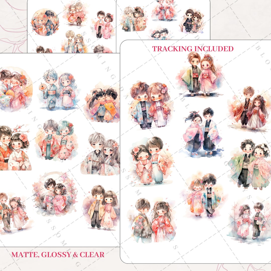 Kawaii Adorable Chibi Couple Lovers in Kimono, Cute Manga Anime ...