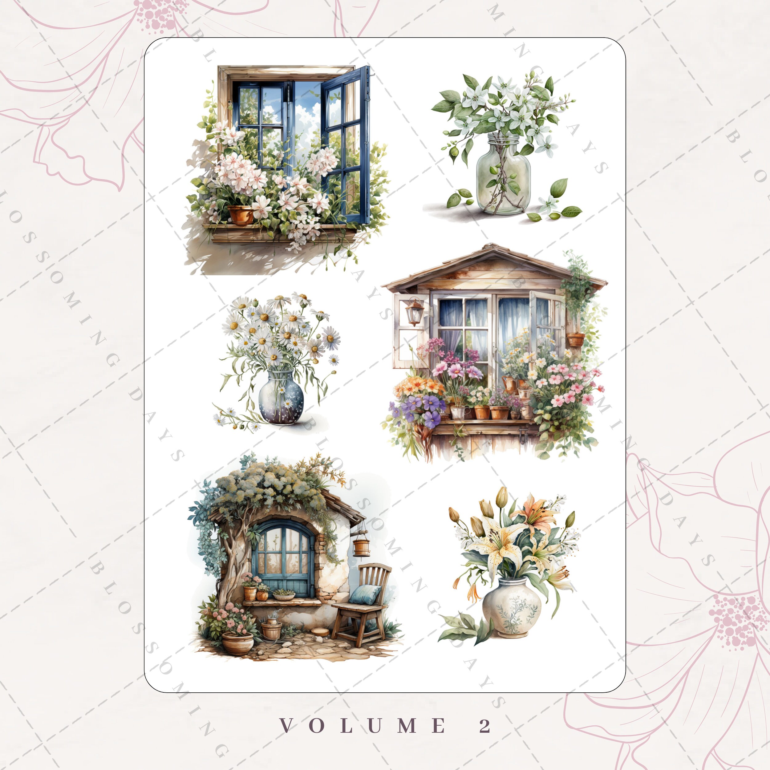 Cottagecore Floral Window, Garden Theme Aesthetic Journal Bujo ...