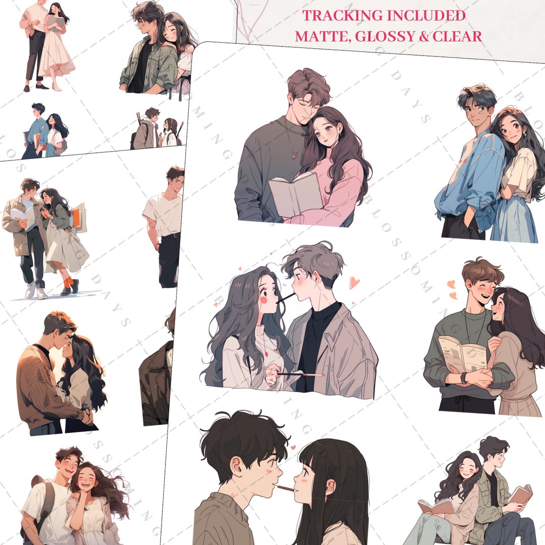 Kawaii Manhwa Manga Embrace Couple Lovers, Cute Korean Style Art ...