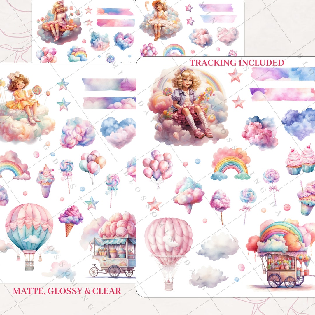 Cotton Candy Dreams Sweet Fluffy Cloud Kawaii Girl Rainbow, Dessert ...