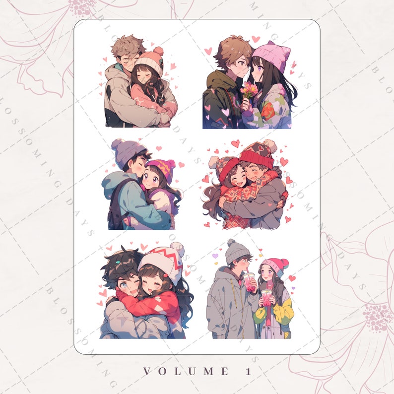 Kawaii Manhwa Manga Embrace Couple Lovers, Cute Korean Style Art ...