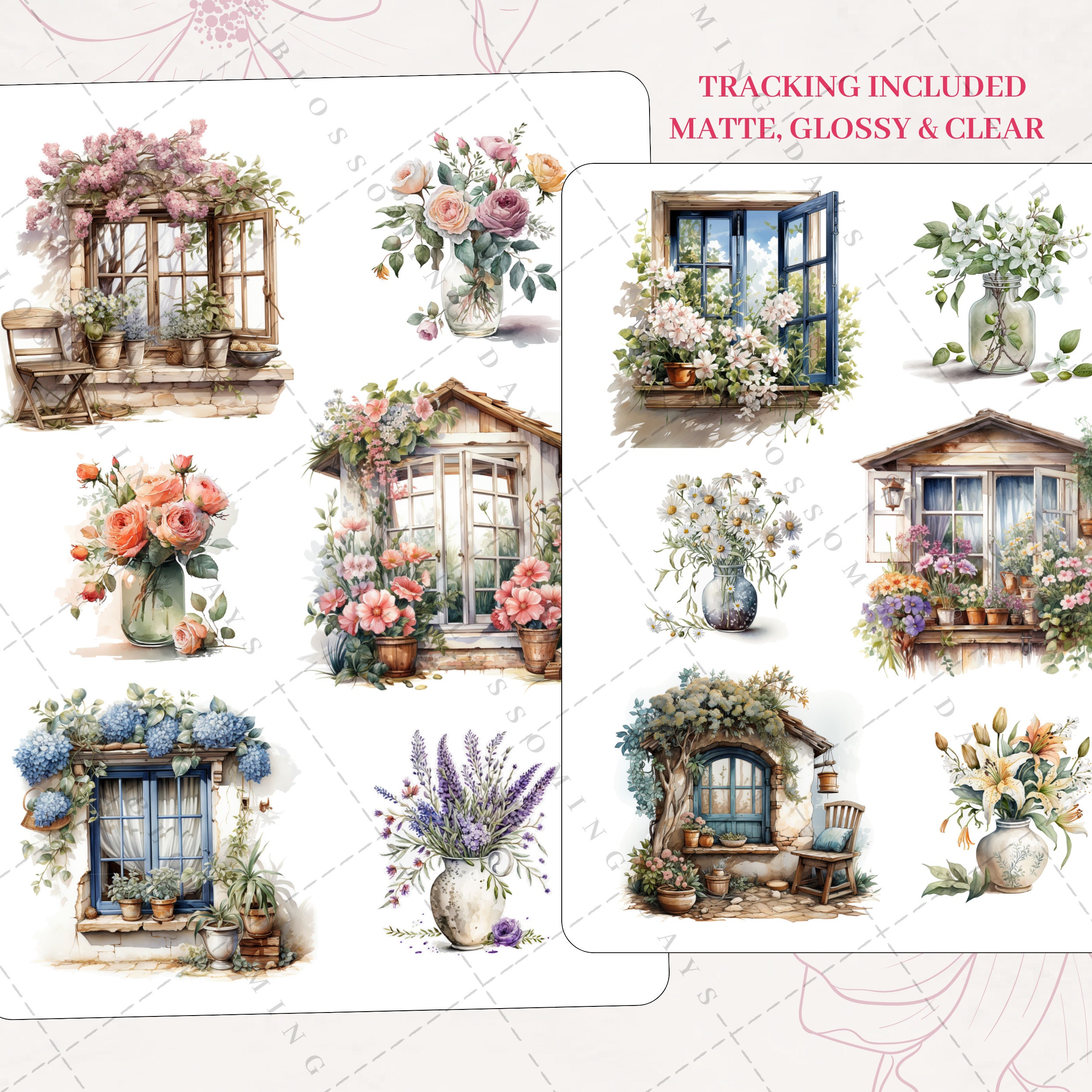 Cottagecore Floral Window, Garden Theme Aesthetic Journal Bujo ...