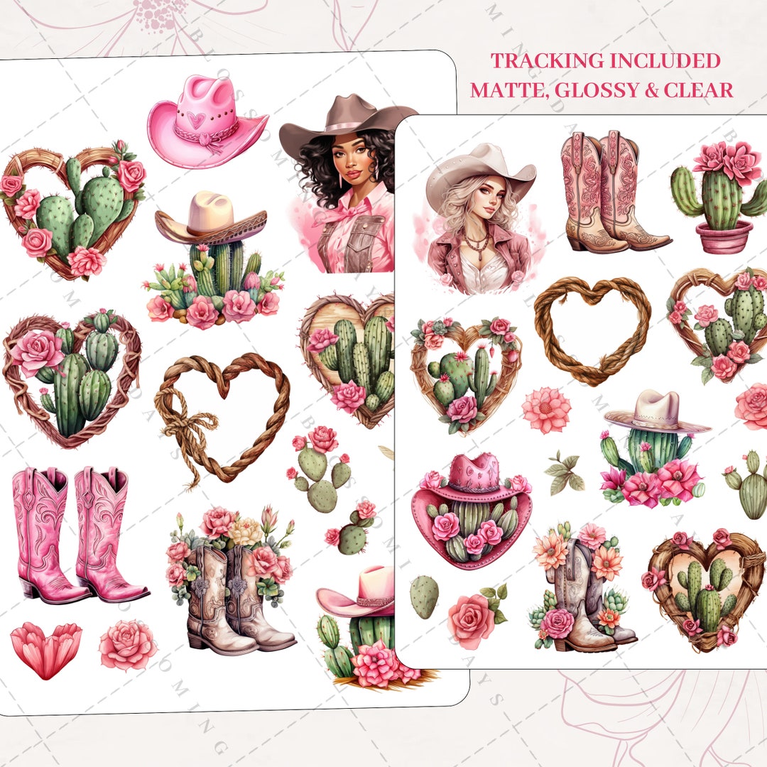 Shabby Chic Floral Cowboy Cowgirl Valentine Theme, Cactus, Hearts, Rose ...