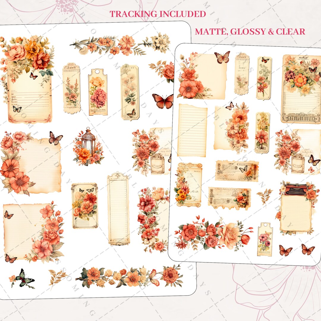 Autumn Fall Foliage Butterfly Frame Floral Decorative Aesthetic Journal ...