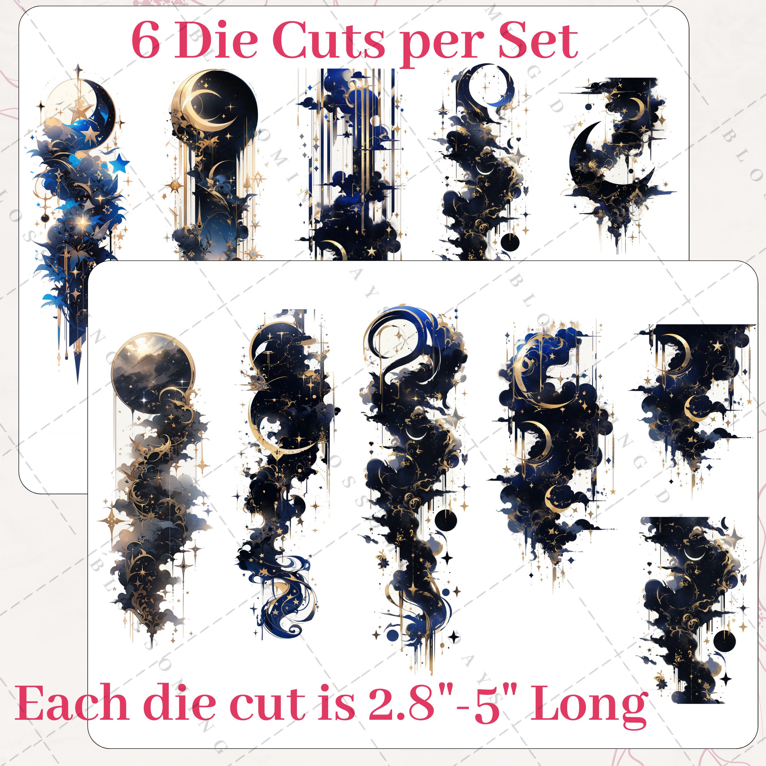 6-pc Celestial Starry Night Dreamscape Ink Splatter Border Die - Etsy