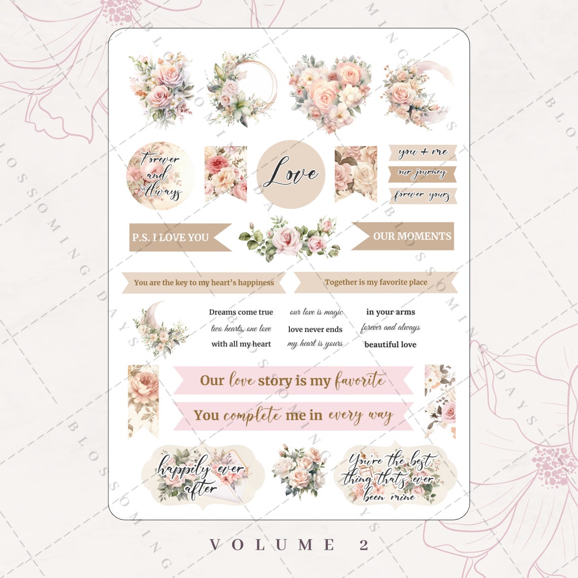Floral Sweet Love Story Quotes Couple Wedding Lover Frame Heart Rose ...