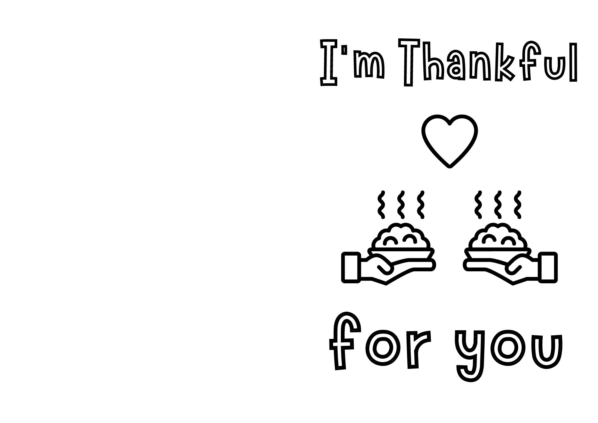 PRINTABLE Color-in Thanksgiving Card | Children's DIY Thankful for You ...