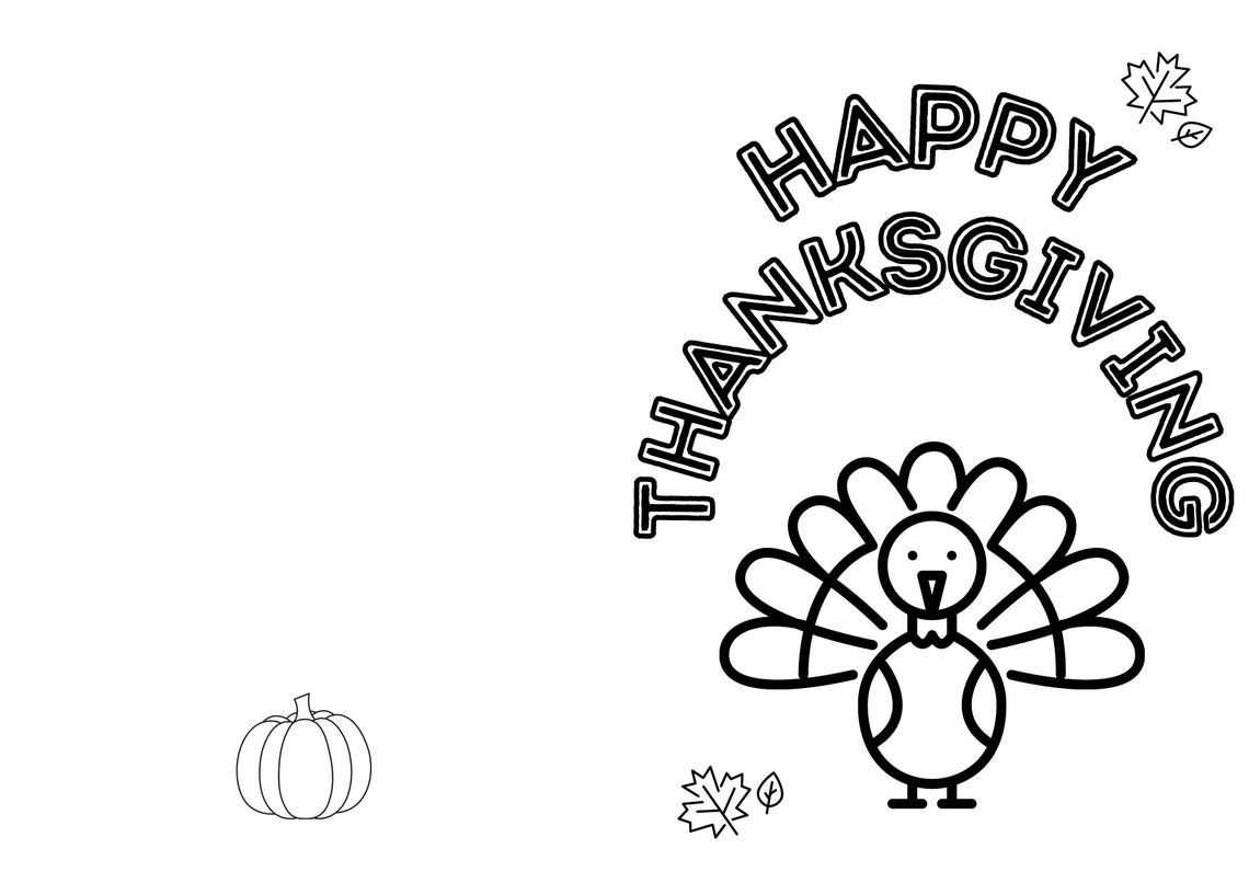 PRINTABLE Color-in Thanksgiving Card | Children's DIY Thanksgiving ...