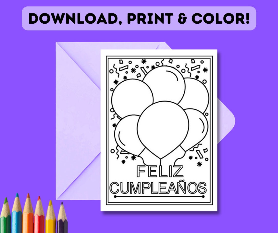 PRINTABLE Colour-in Feliz Cumpleaños Birthday Card | Children's DIY ...