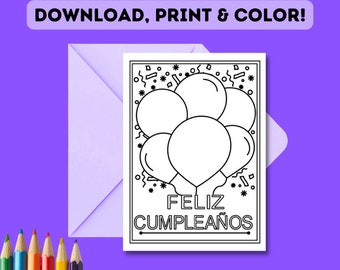 PRINTABLE Colour-in Birthday Card | Children's DIY Happy Birthday ...