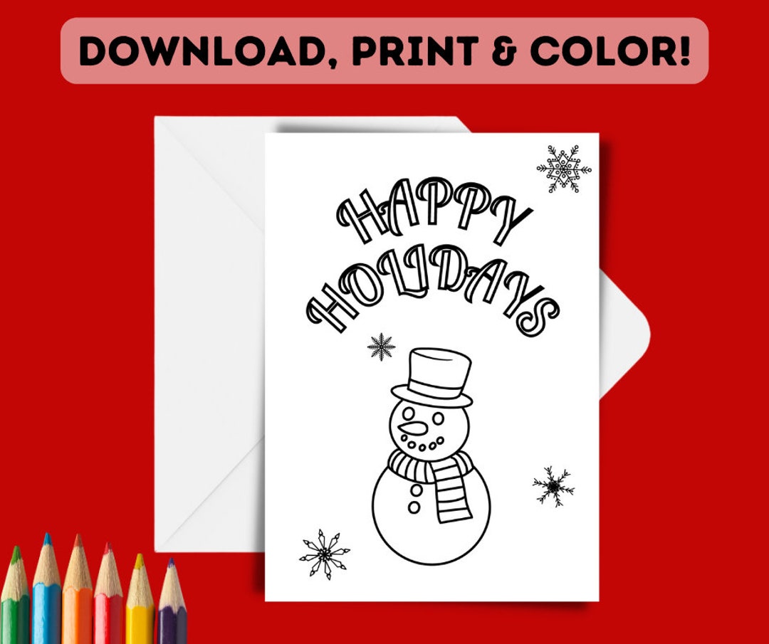 PRINTABLE Color-in Holidays Card | Children's DIY Merry Christmas ...
