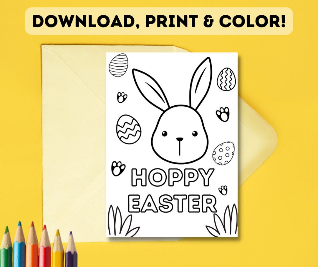 PRINTABLE Color-in Easter Card | Children's DIY Happy Hoppy Easter ...
