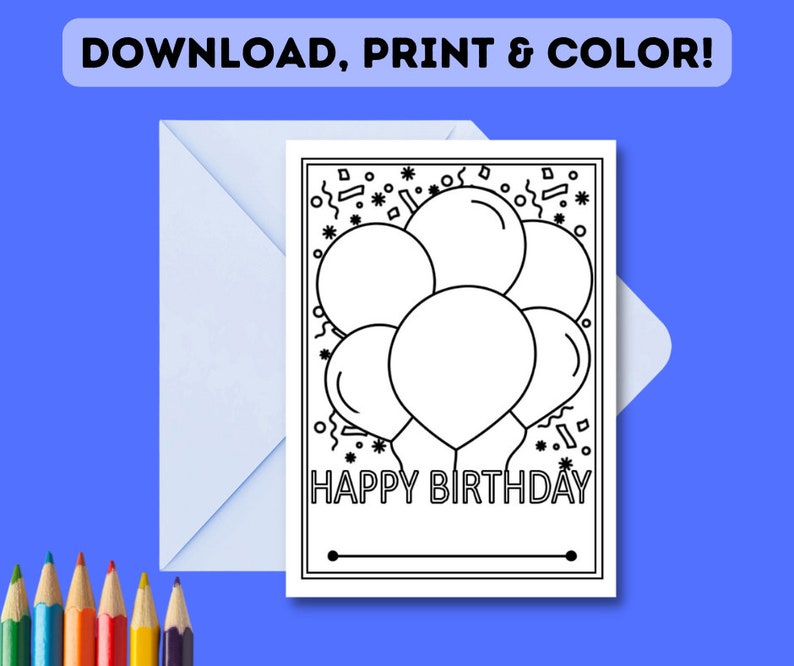 PRINTABLE Personalized Colour-in Birthday Card | Children's DIY Happy ...