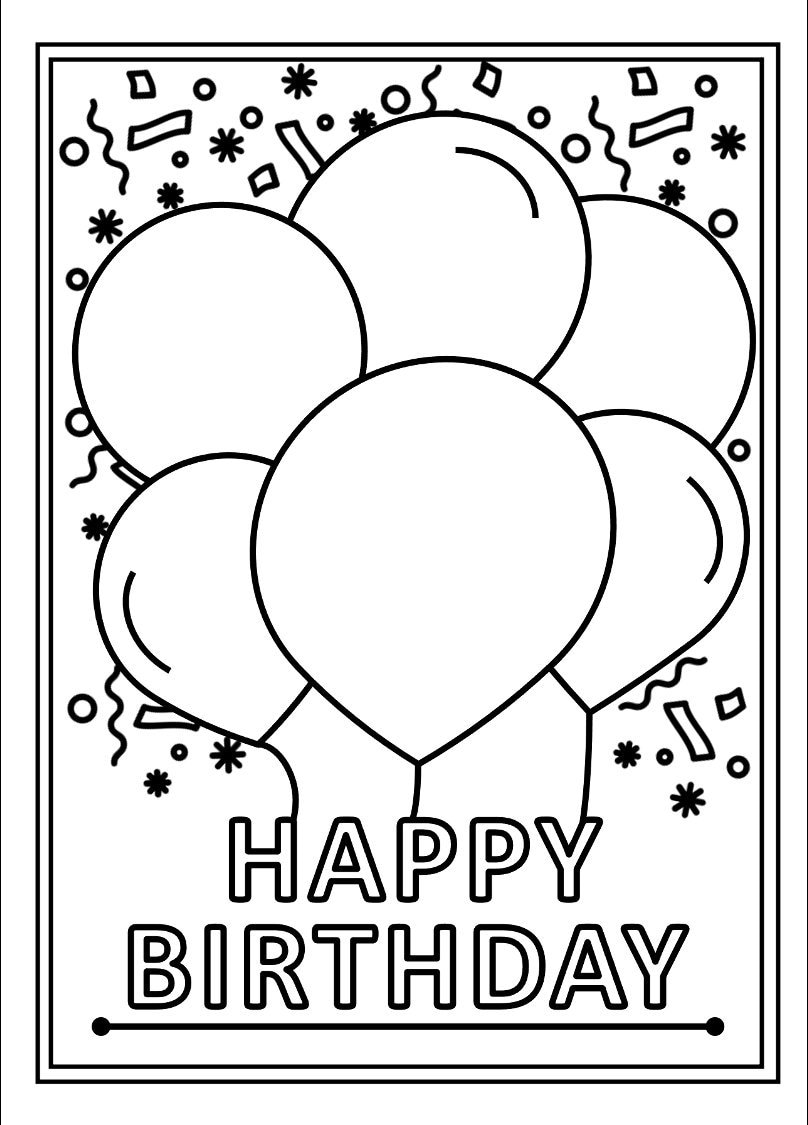 PRINTABLE Colour-in Birthday Card | Children's DIY Happy Birthday ...