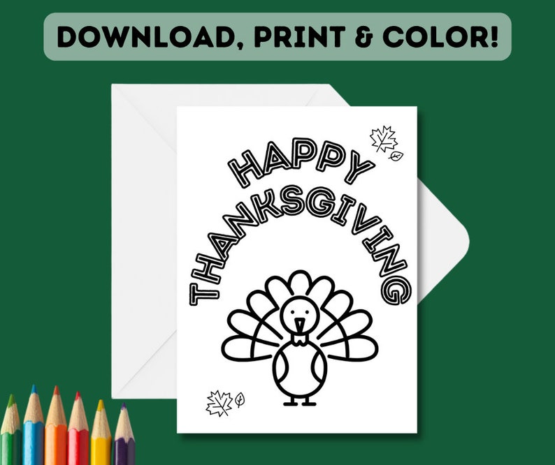 PRINTABLE Color-in Thanksgiving Card | Children's DIY Thanksgiving ...