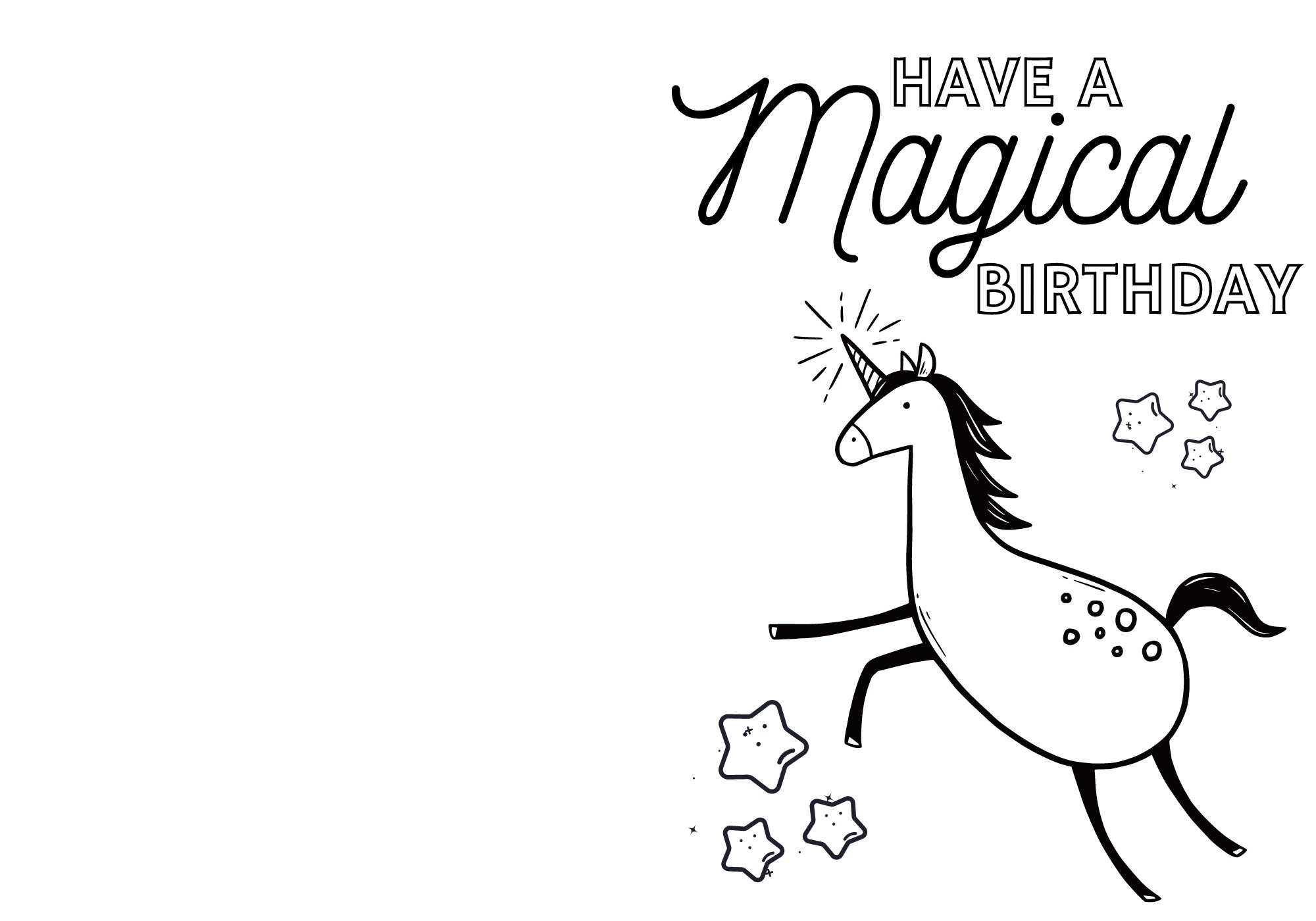 PRINTABLE Color-in Unicorn Birthday Card | Children's DIY Magical ...