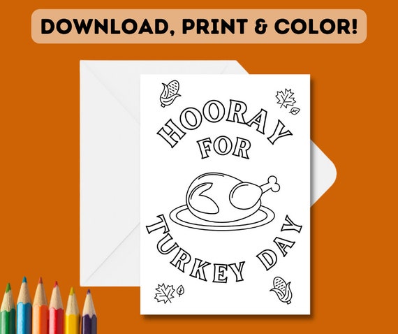 PRINTABLE Color-in Thanksgiving Card Children's DIY - Etsy