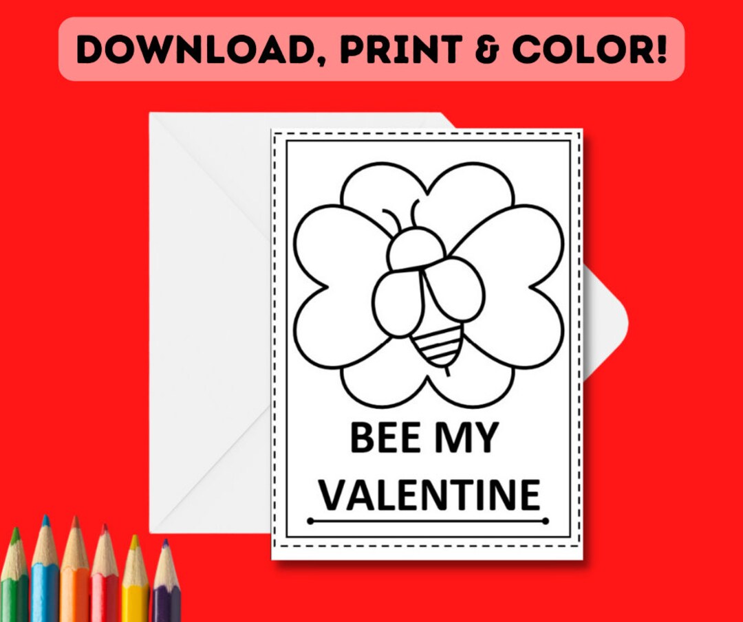 PRINTABLE Colour-in Valentines Day Card | Children's DIY Valentines Day ...