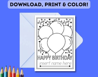 PRINTABLE Colour-in Birthday Card | Children's DIY Happy Birthday ...