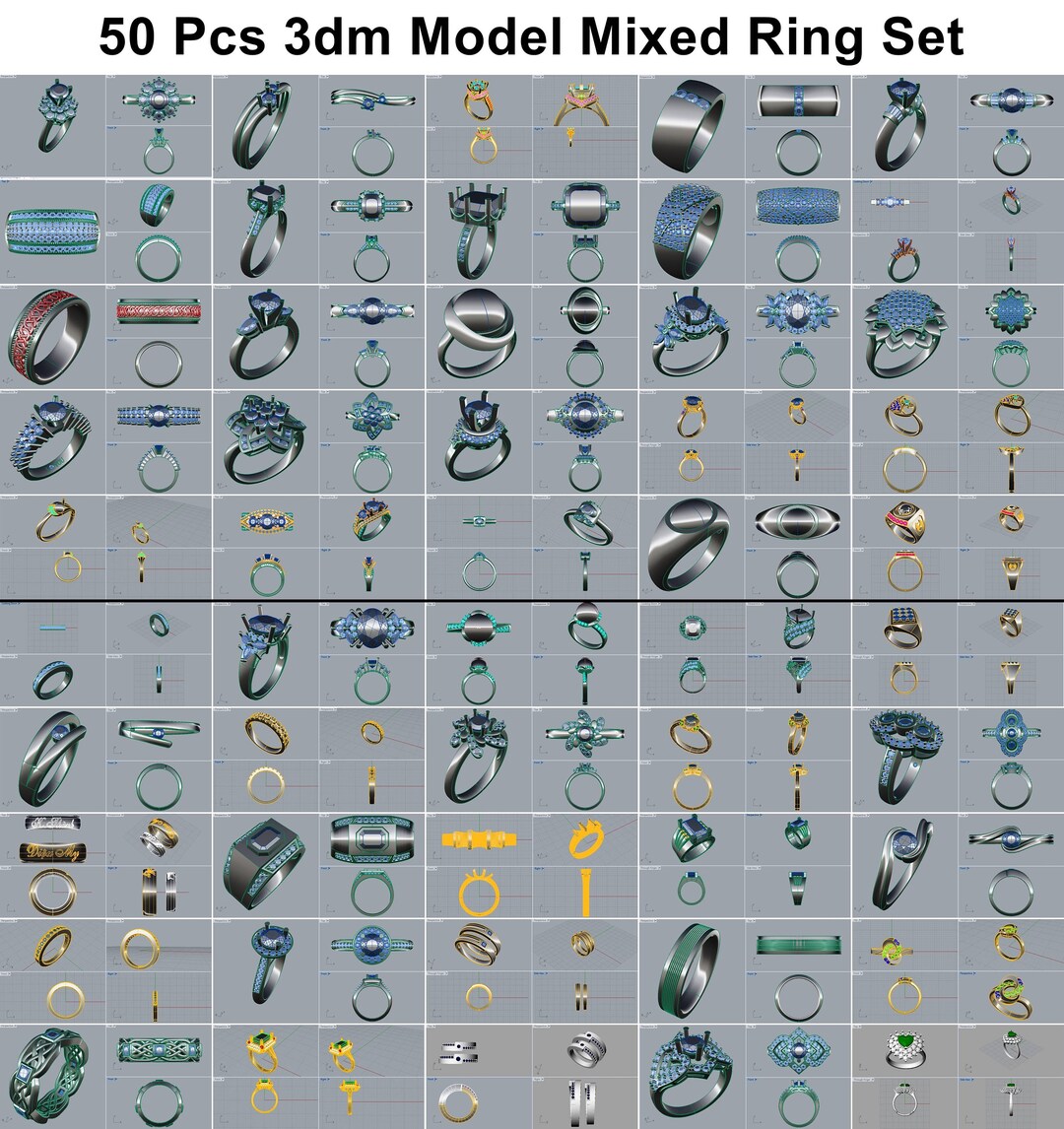 50 Pcs 3dm Model Man and Women Mixed Rings - Etsy