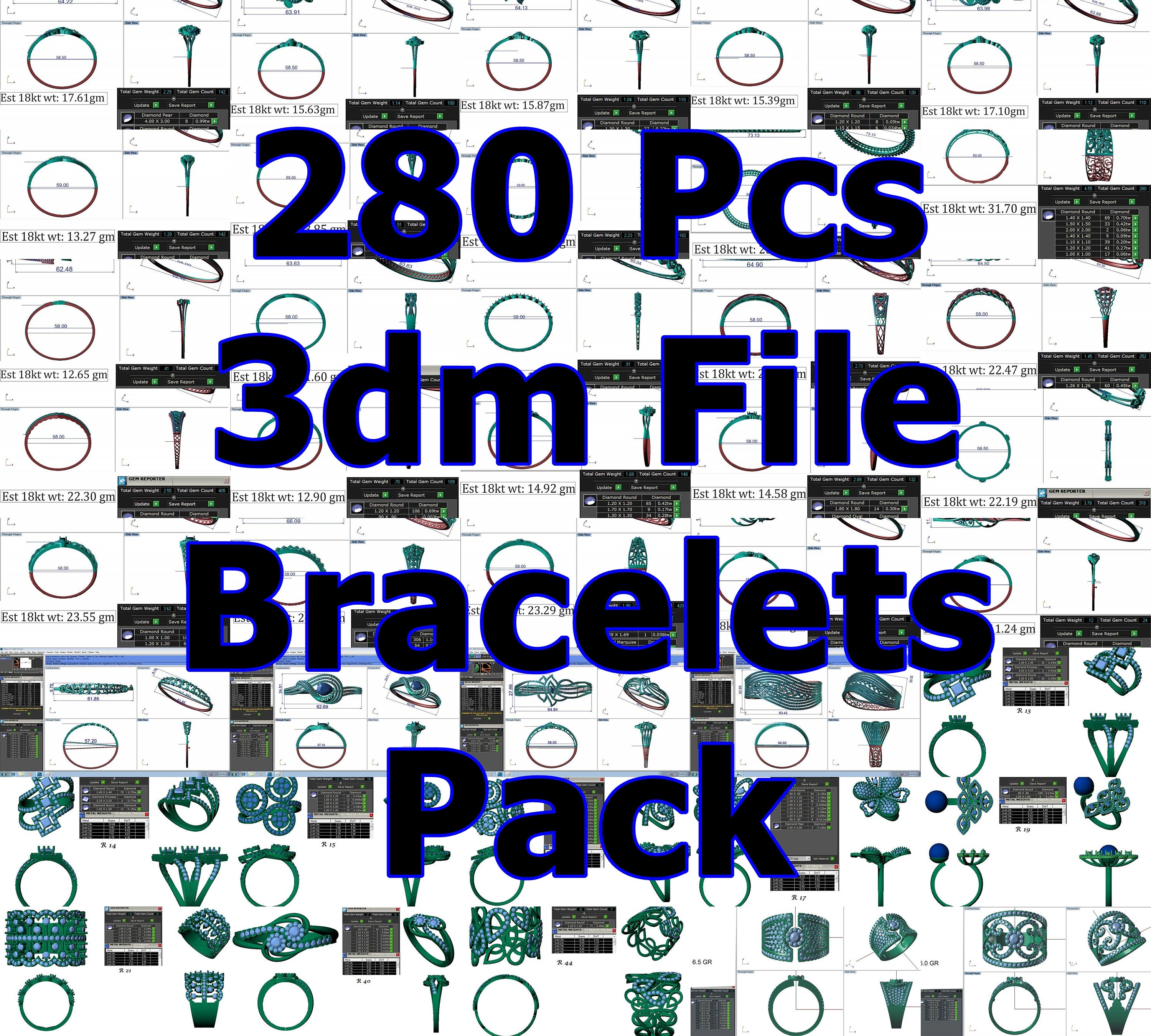 280 Pcs 3dm File Bracelets Pack, Jewellery Set Collection Pack - Etsy