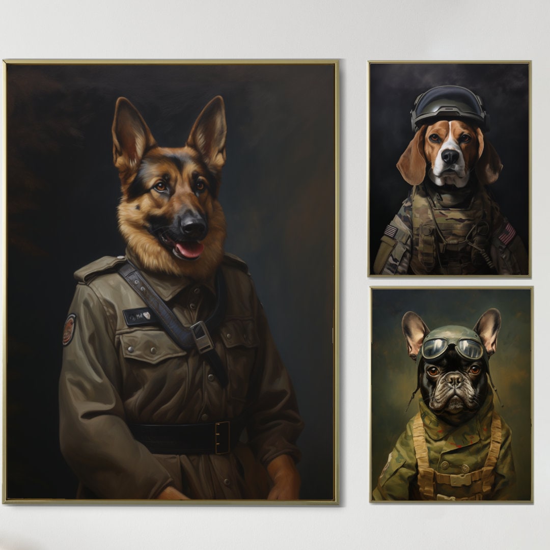 Custom Pet Portrait Painting Canvas, US Military Pet Portrait Painting ...