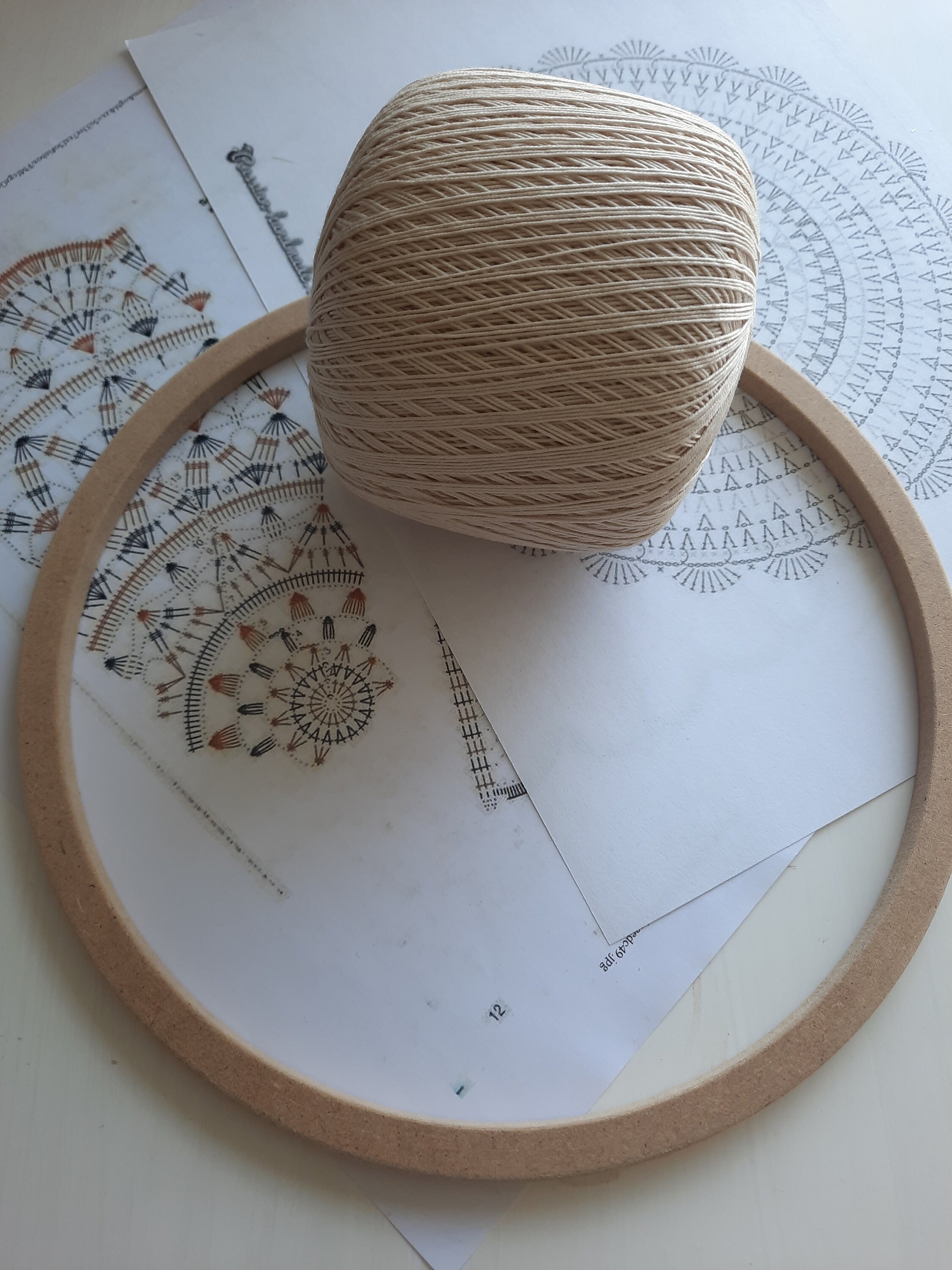 Set for Creator, Set of Wooden Hoop and Cotton Lace Yarn, Gift for ...