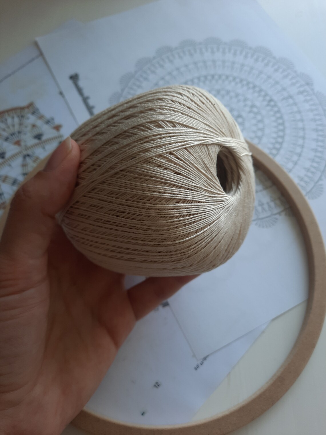 Set for Creator, Set of Wooden Hoop and Cotton Lace Yarn, Gift for ...