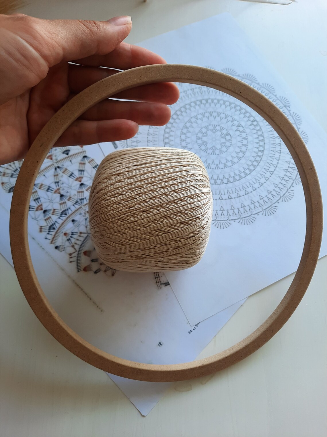 Set for Creator, Set of Wooden Hoop and Cotton Lace Yarn, Gift for ...