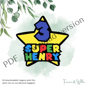 Super Mario Inspired Personalised Cake Topper Name Birthday - Etsy